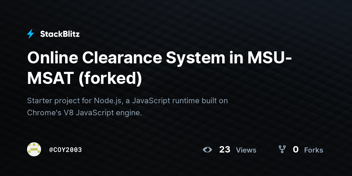 Online Clearance System in MSU-MSAT (forked) - StackBlitz