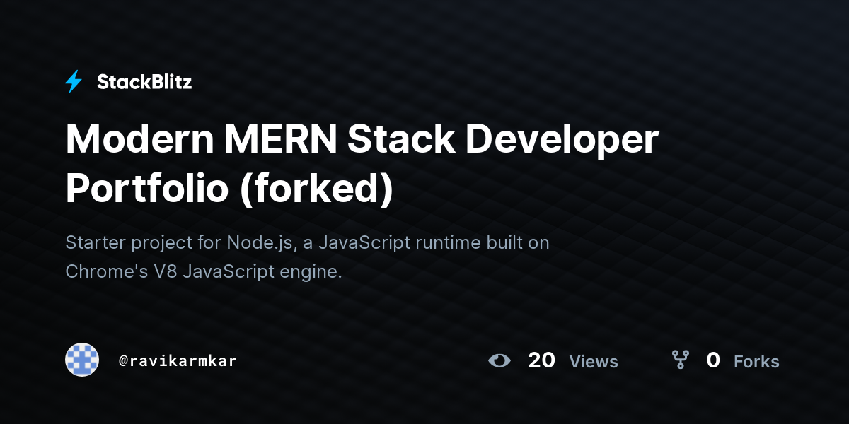 Modern MERN Stack Developer Portfolio (forked) - StackBlitz