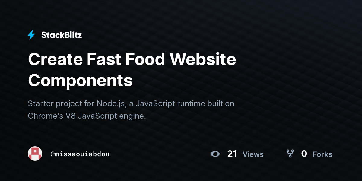 Create Fast Food Website Components - StackBlitz