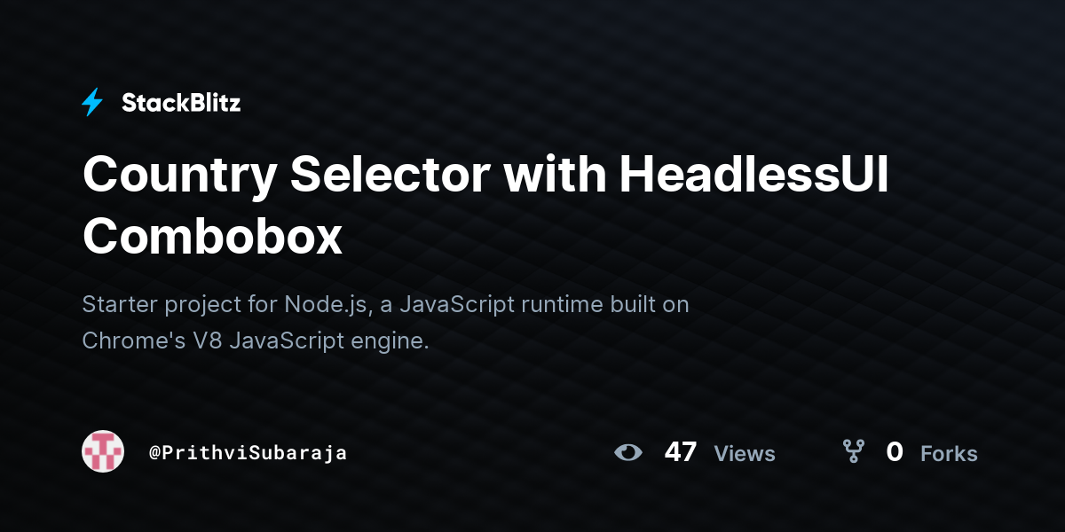 Country Selector with HeadlessUI Combobox - StackBlitz