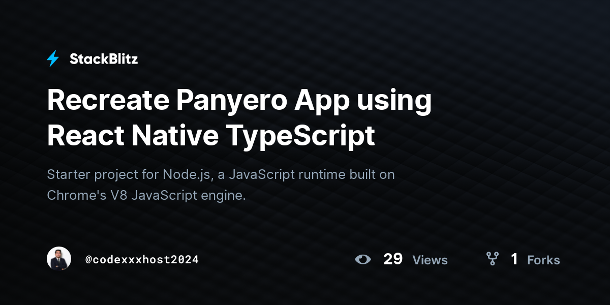 Recreate Panyero App using React Native TypeScript - StackBlitz