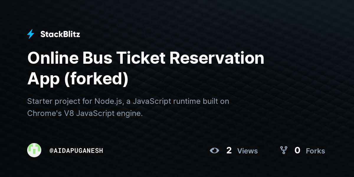 Online Bus Ticket Reservation App (forked) - StackBlitz