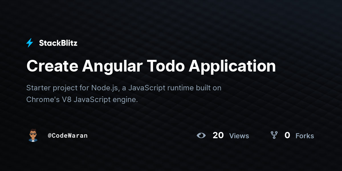 Create Angular Todo Application - StackBlitz