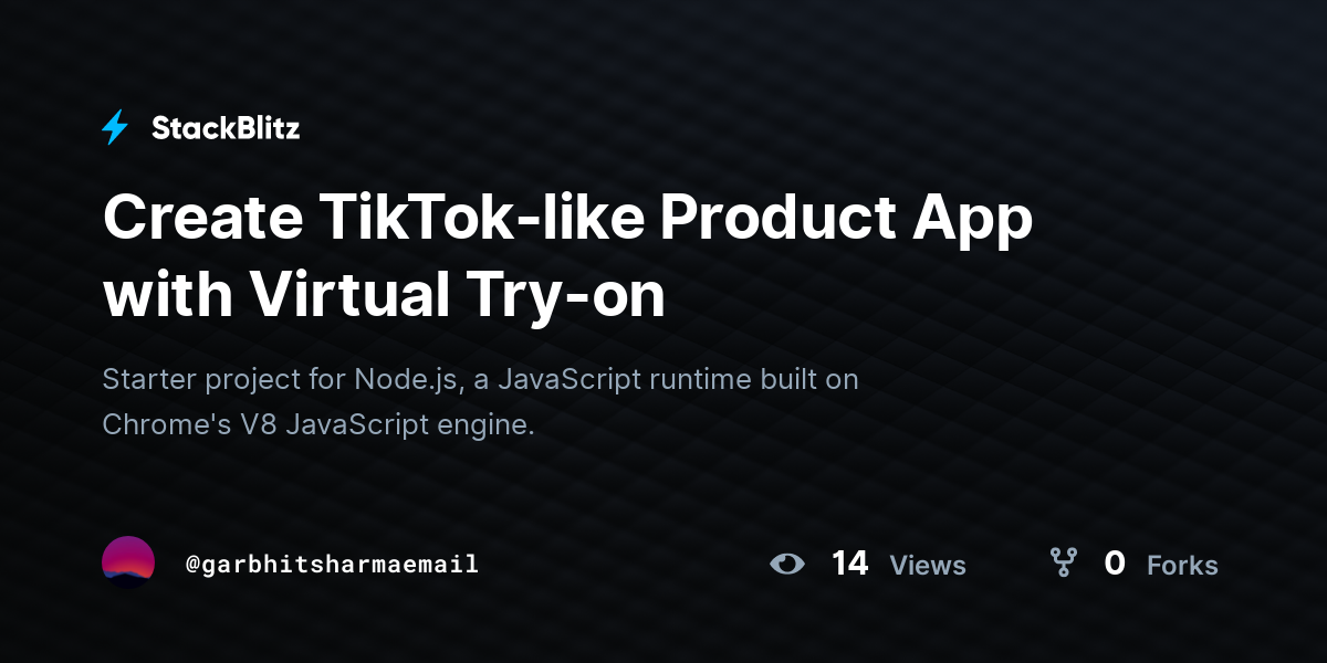 Create TikTok-like Product App with Virtual Try-on - StackBlitz