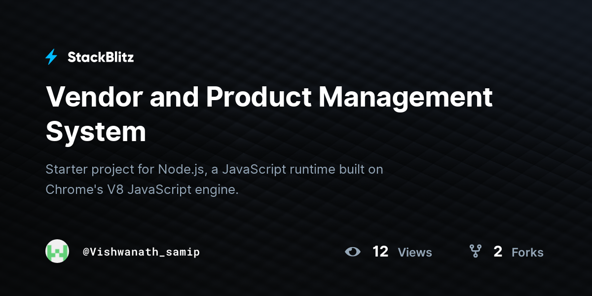 Vendor and Product Management System - StackBlitz