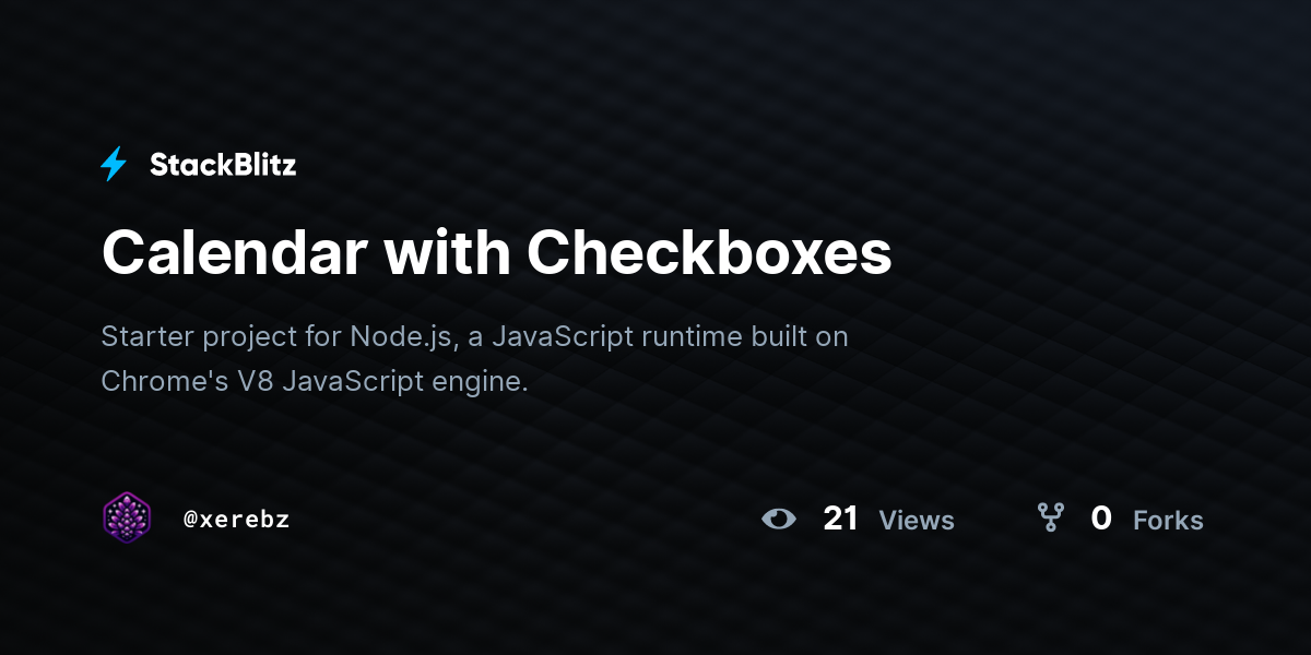 Calendar with Checkboxes - StackBlitz