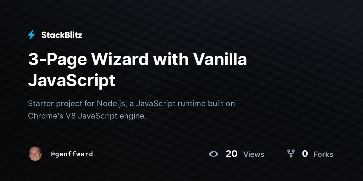 3-Page Wizard with Vanilla JavaScript - StackBlitz
