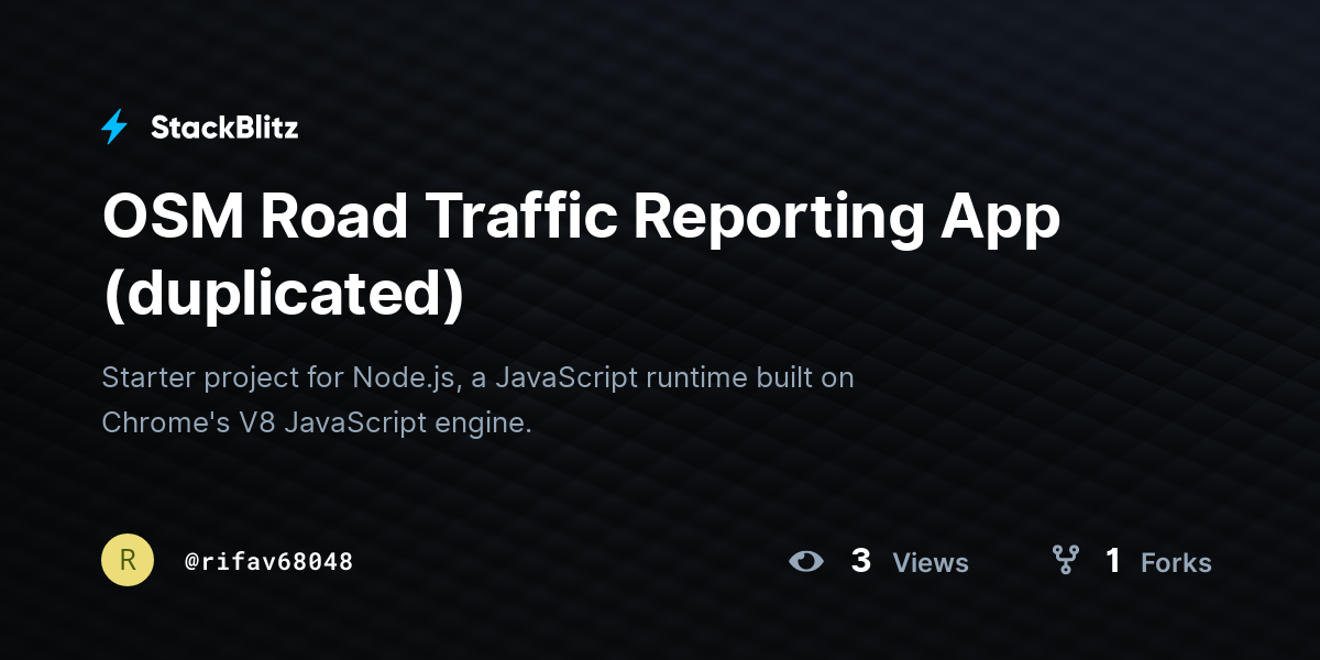 OSM Road Traffic Reporting App (duplicated) - StackBlitz