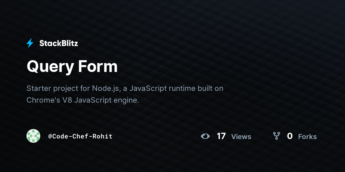 Query Form - StackBlitz