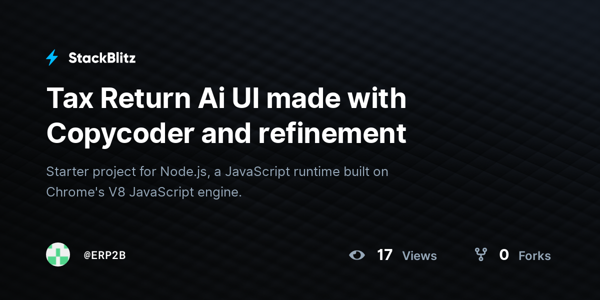 Tax Return Ai UI made with Copycoder and refinement - StackBlitz