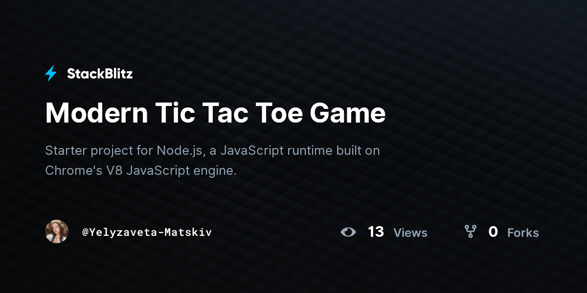 Modern Tic Tac Toe Game - StackBlitz
