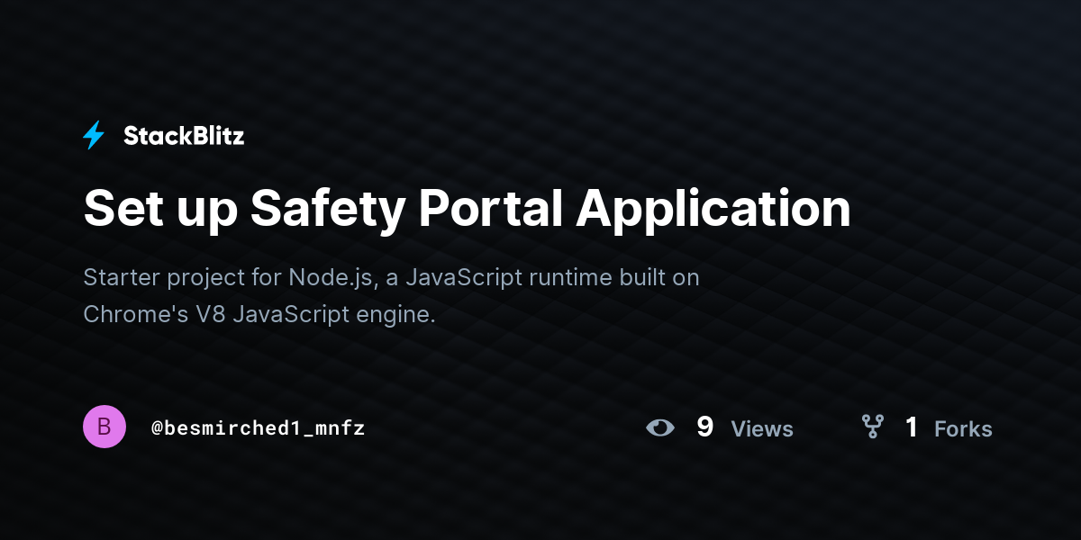 Set up Safety Portal Application - StackBlitz