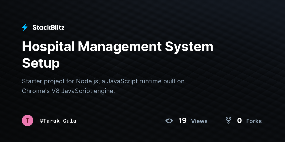 Hospital Management System Setup - StackBlitz