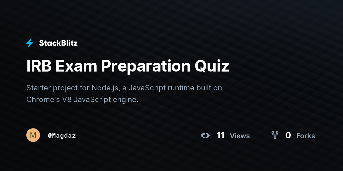 IRB Exam Preparation Quiz - StackBlitz