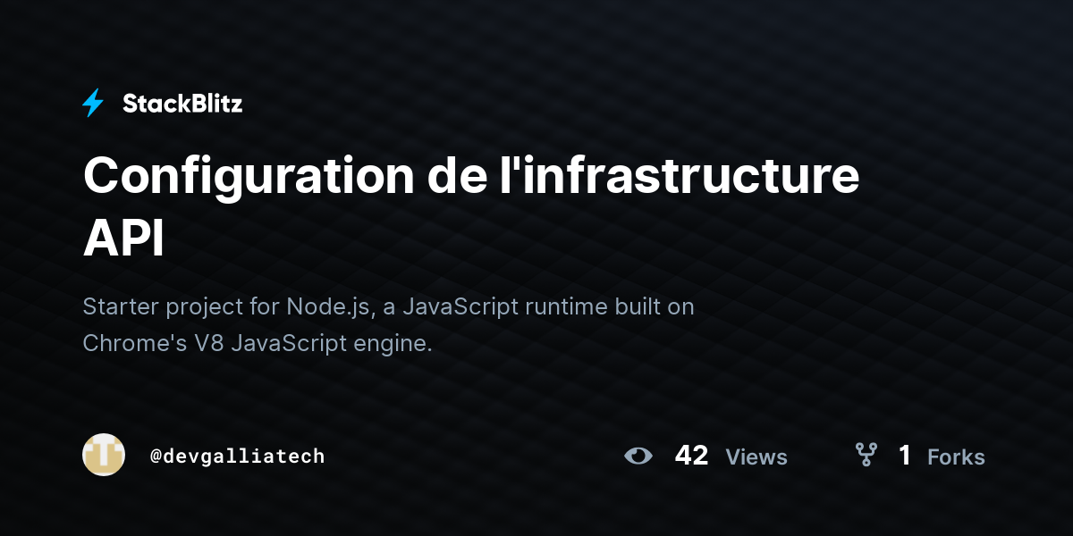 Configuration de l'infrastructure API - StackBlitz