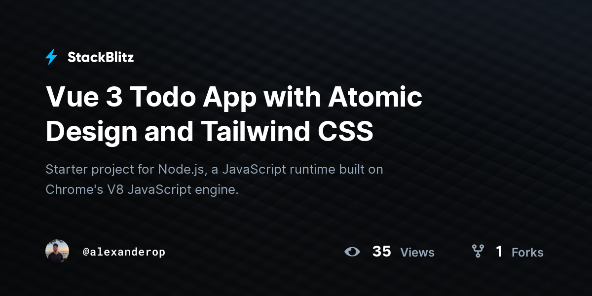 Vue 3 Todo App with Atomic Design and Tailwind CSS - StackBlitz
