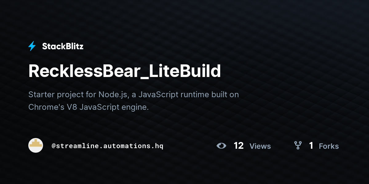 RecklessBear_LiteBuild - StackBlitz