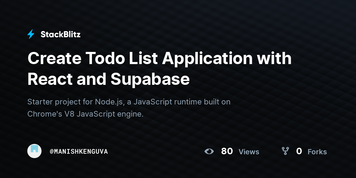Create Todo List Application with React and Supabase - StackBlitz