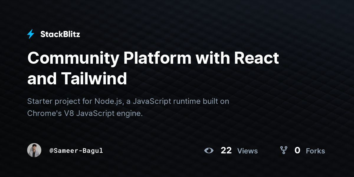 Community Platform with React and Tailwind - StackBlitz