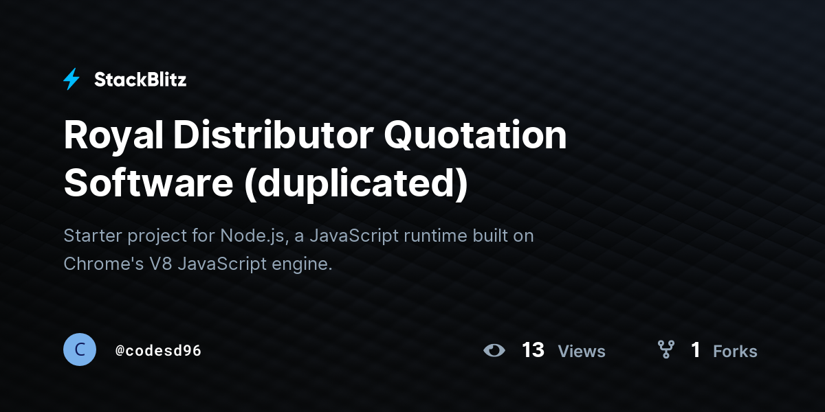 Royal Distributor Quotation Software (duplicated) - StackBlitz