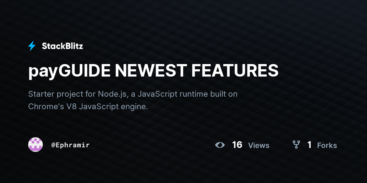 payGUIDE NEWEST FEATURES - StackBlitz