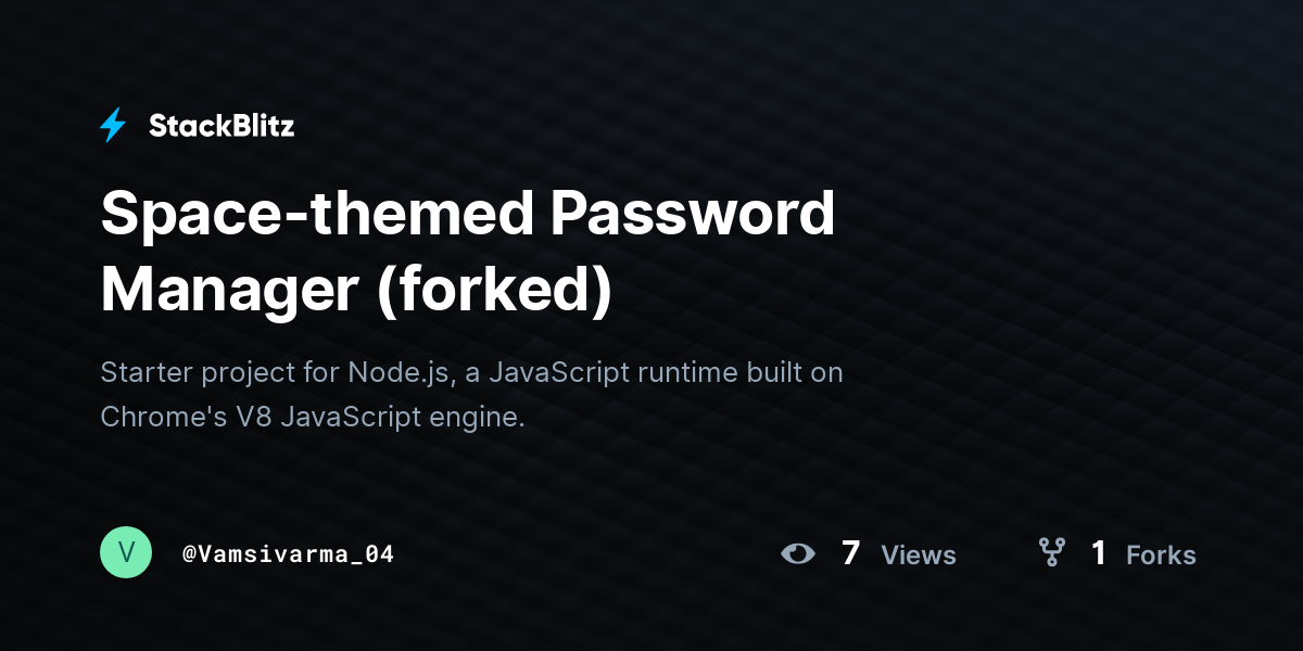 Space-themed Password Manager (forked) - StackBlitz