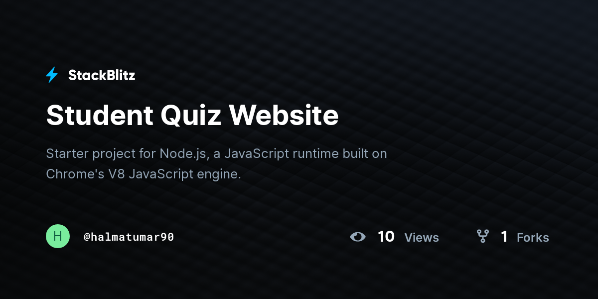 Student Quiz Website - StackBlitz