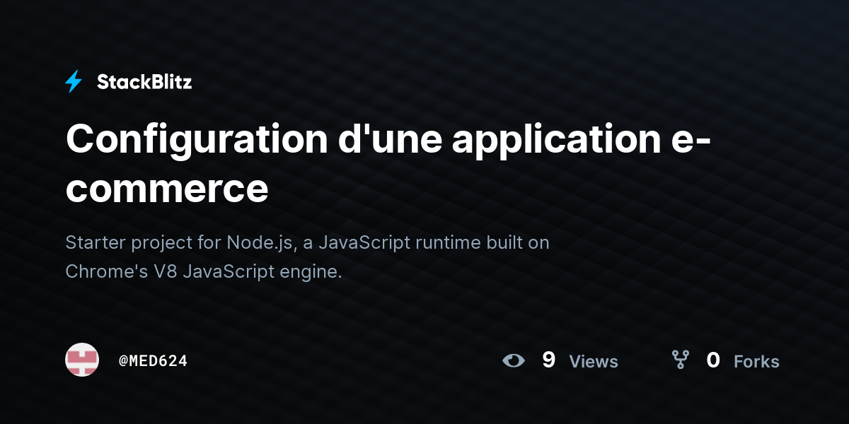 Configuration d'une application e-commerce - StackBlitz