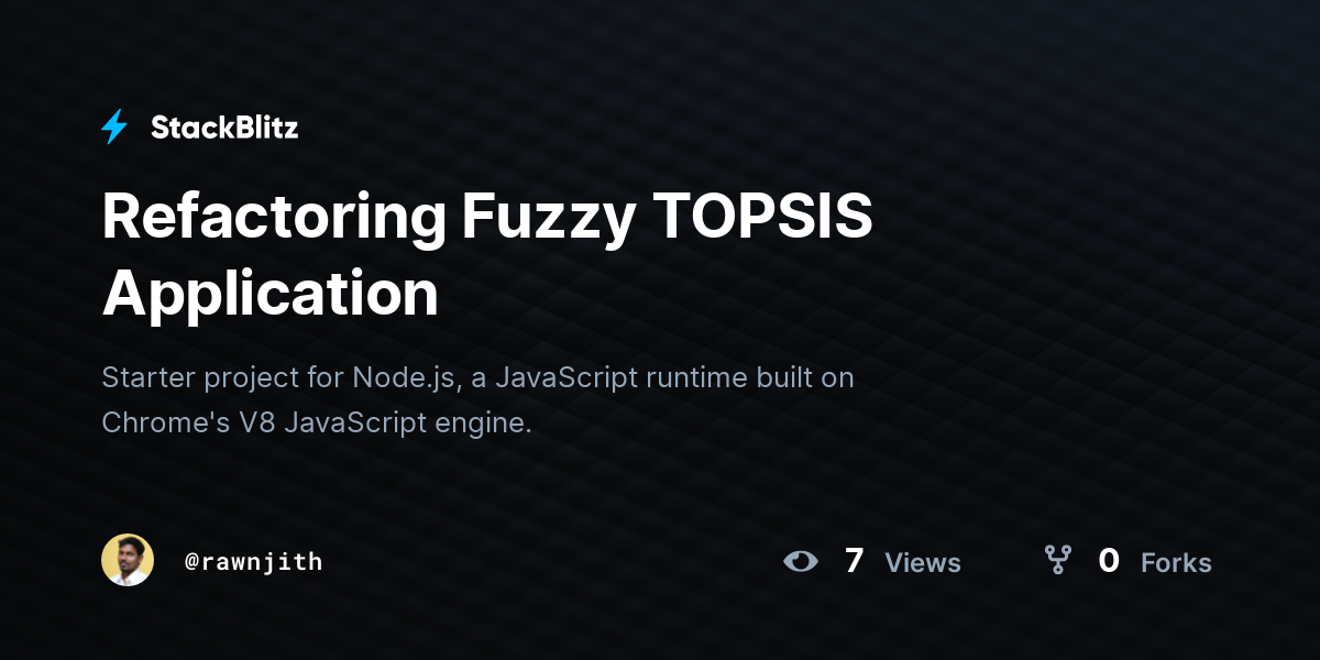 Refactoring Fuzzy TOPSIS Application - StackBlitz