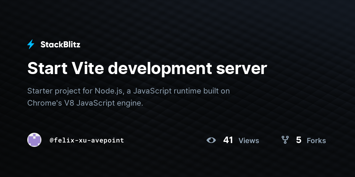 Start Vite development server - StackBlitz