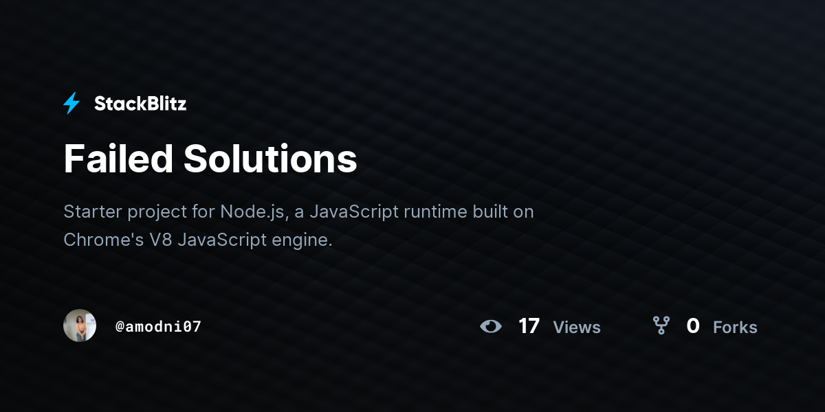 Failed Solutions - StackBlitz