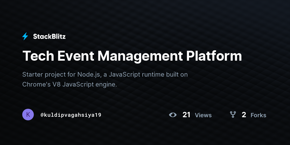 Tech Event Management Platform - StackBlitz