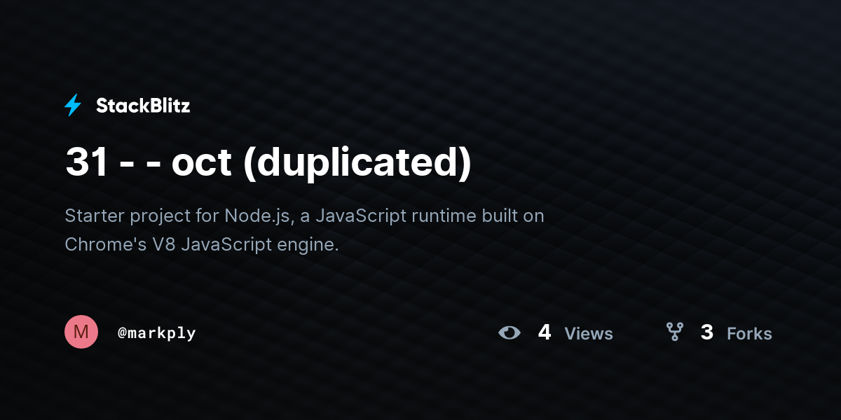 31 Oct Duplicated Stackblitz