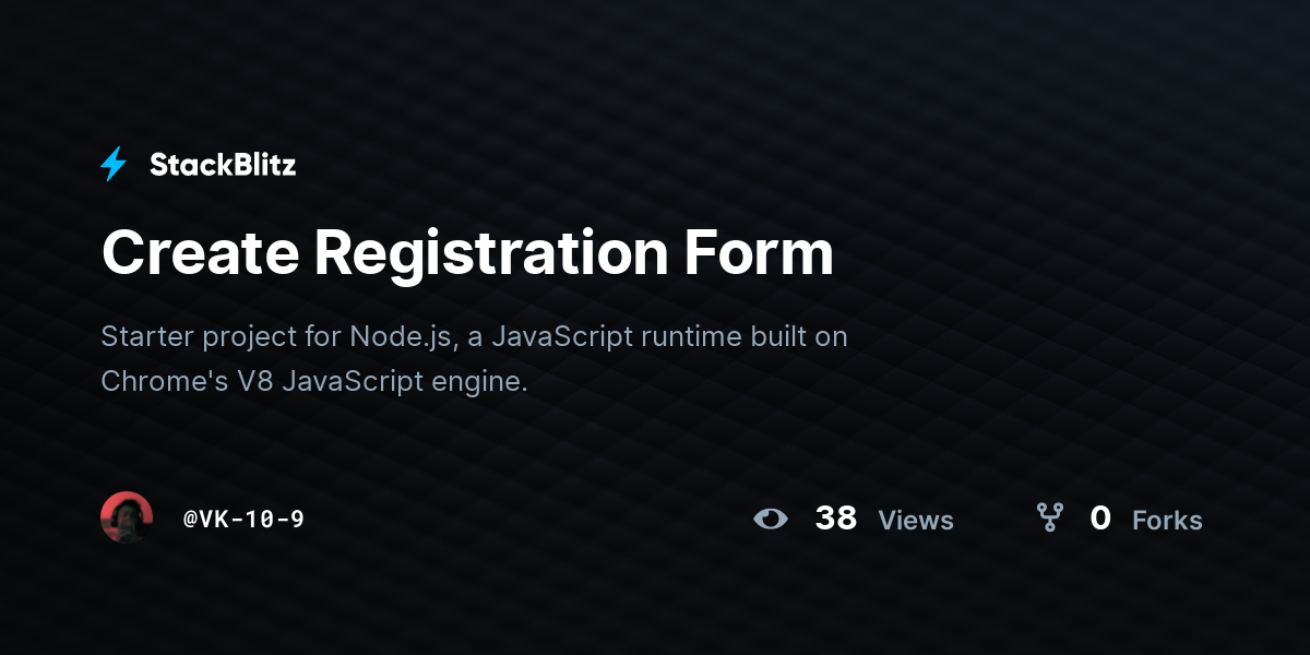 Create Registration Form - StackBlitz