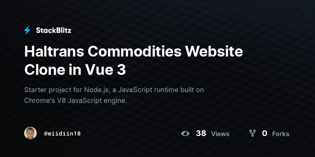 Haltrans Commodities Website Clone in Vue 3 - StackBlitz