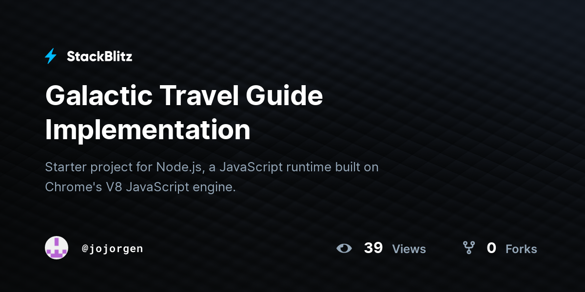Galactic Travel Guide Implementation - StackBlitz
