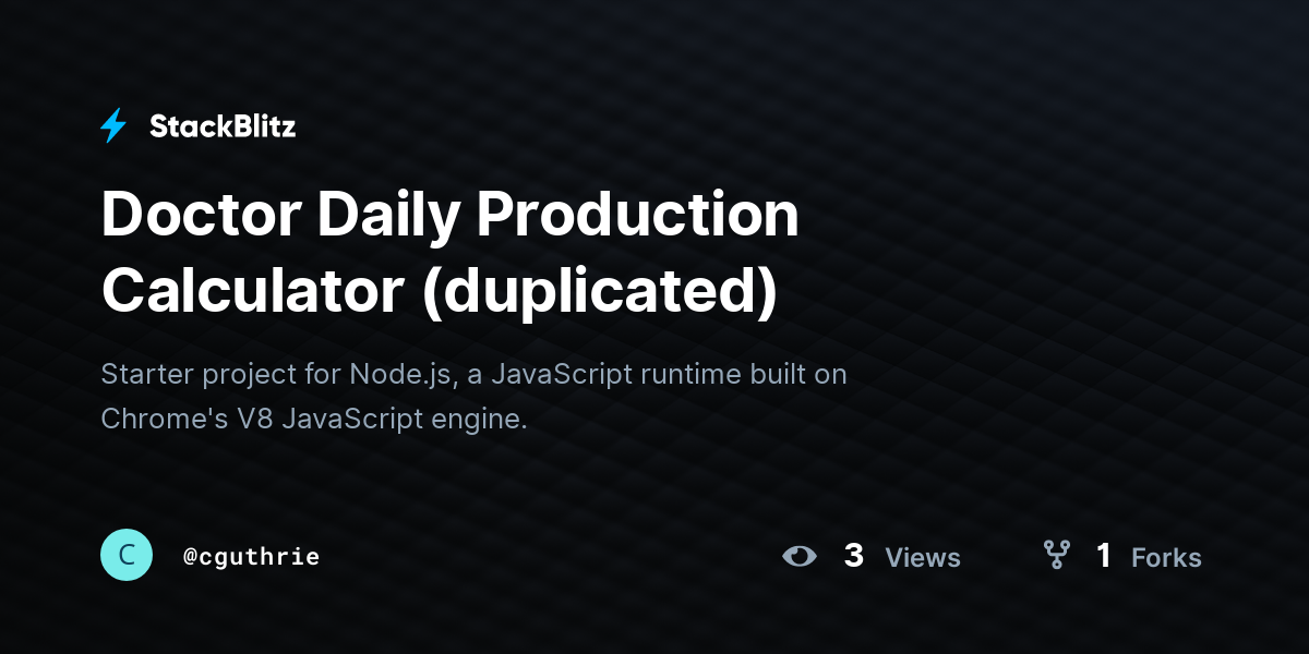 Doctor Daily Production Calculator (duplicated) - StackBlitz