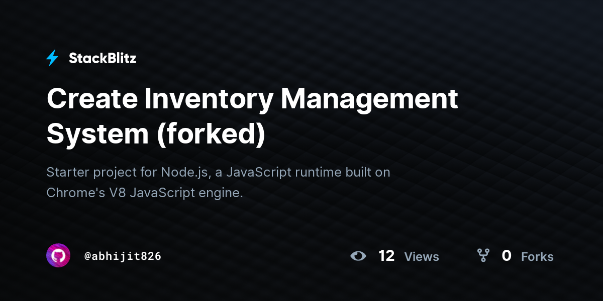 Create Inventory Management System (forked) - StackBlitz