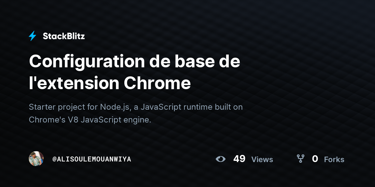 Configuration de base de l'extension Chrome - StackBlitz