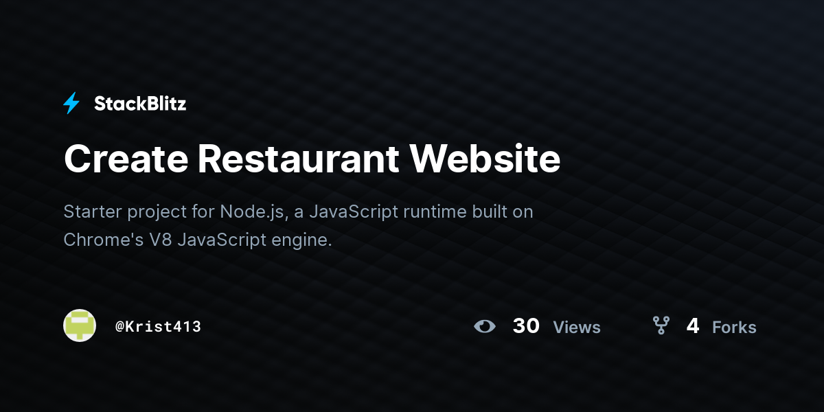Create Restaurant Website - StackBlitz