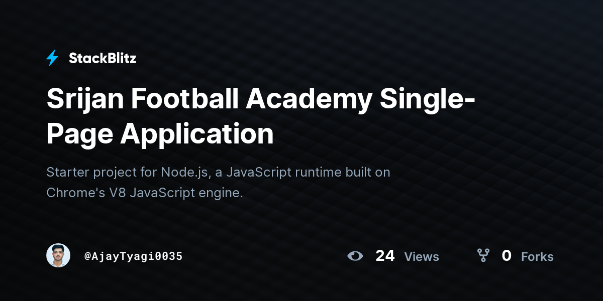 Srijan Football Academy Single-Page Application - StackBlitz