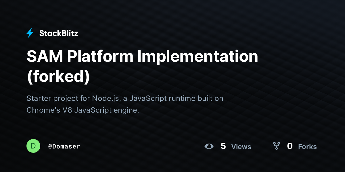 SAM Platform Implementation (forked) - StackBlitz