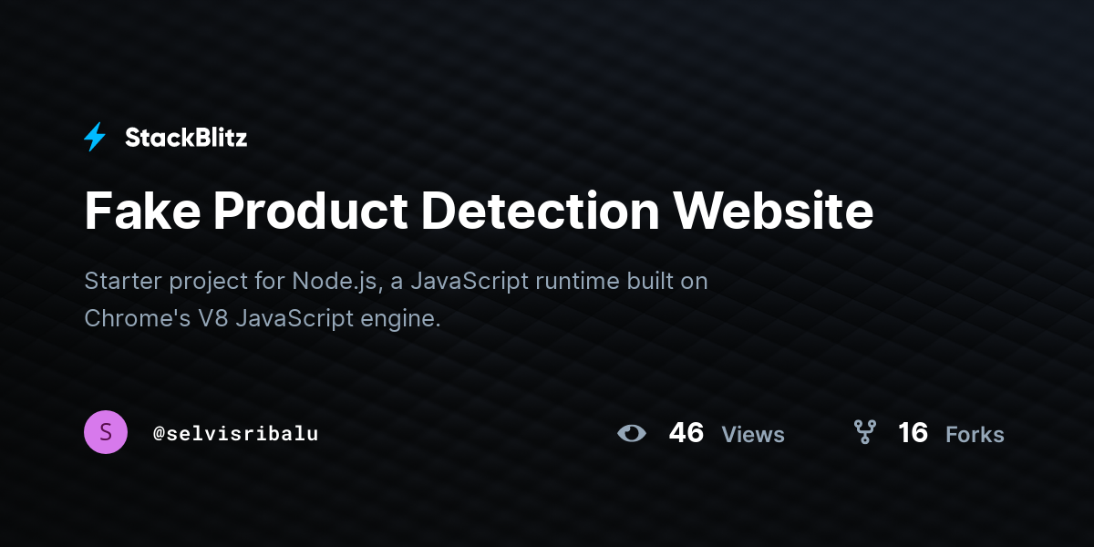 Fake Product Detection Website - StackBlitz