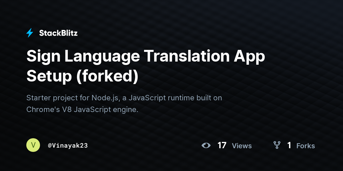 Sign Language Translation App Setup (forked) - StackBlitz