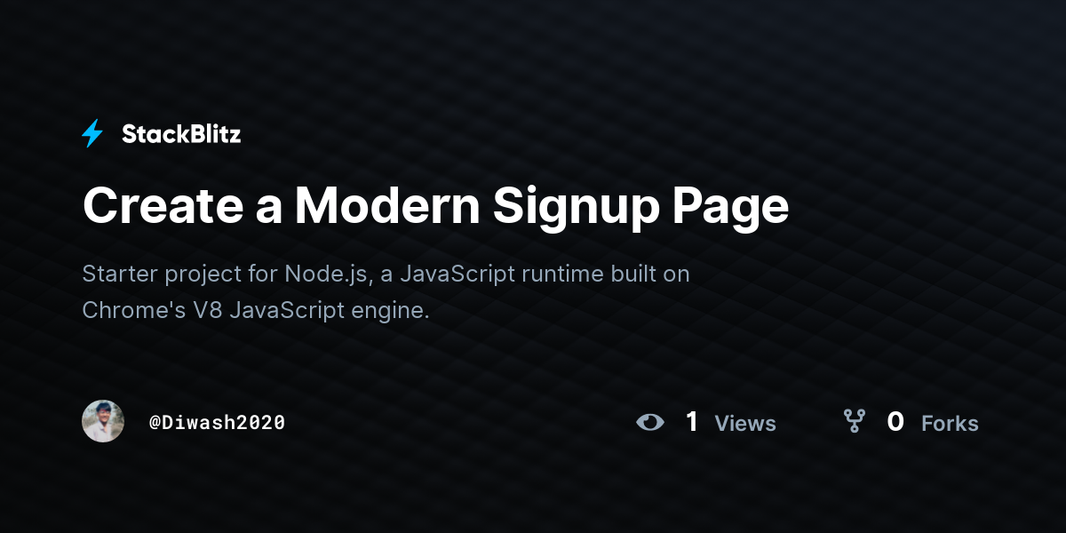 Create a Modern Signup Page - StackBlitz