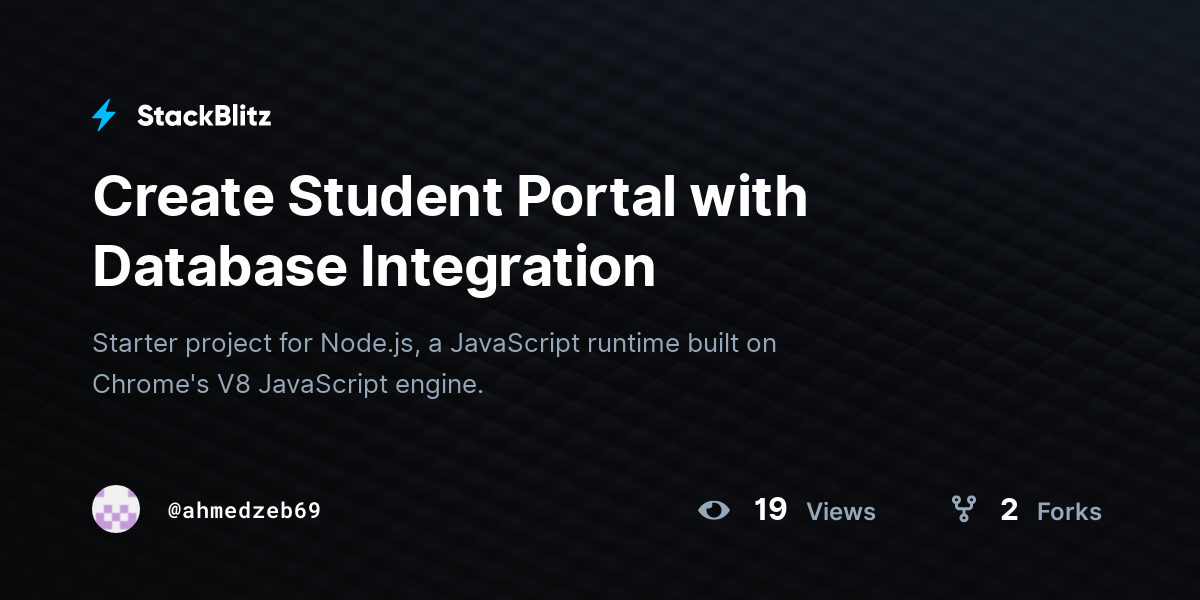Create Student Portal with Database Integration - StackBlitz