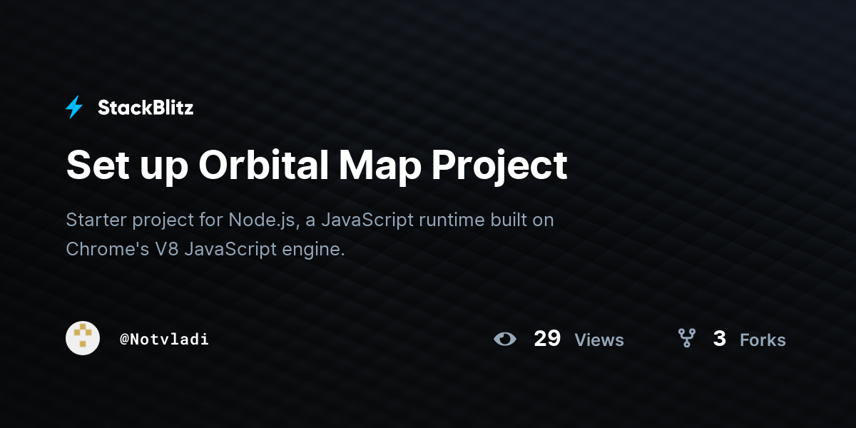Set up Orbital Map Project - StackBlitz