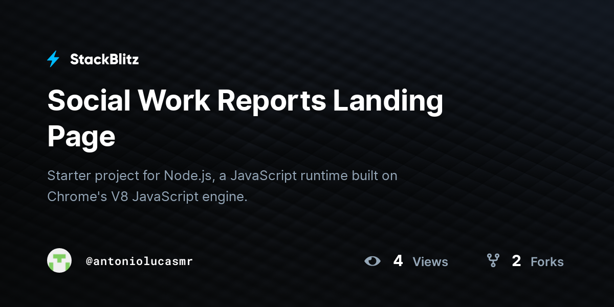 Social Work Reports Landing Page - StackBlitz