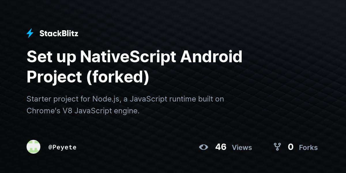 Set up NativeScript Android Project (forked) - StackBlitz