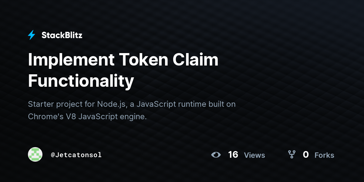 Implement Token Claim Functionality - StackBlitz